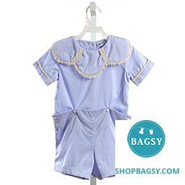 THE SMOCKING BUG BLUE 2-PIECE OUTFIT WITH EYELET TRIM