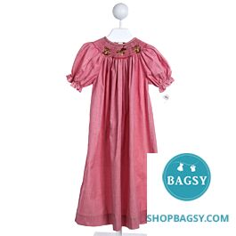 SILLY GOOSE RED CHECK MONKEY SMOCKED DRESS *6X