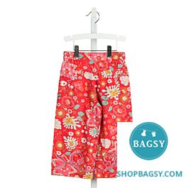 ROOM SEVEN RED FLORAL PANTS WITH RUFFLE
