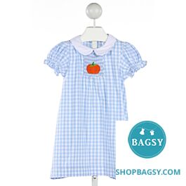 THE SMOCKING BUG BLUE GINGHAM SMOCKED DRESS WITH RUFFLE